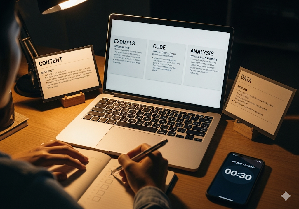 Specialized prompt categories and examples for different AI use cases